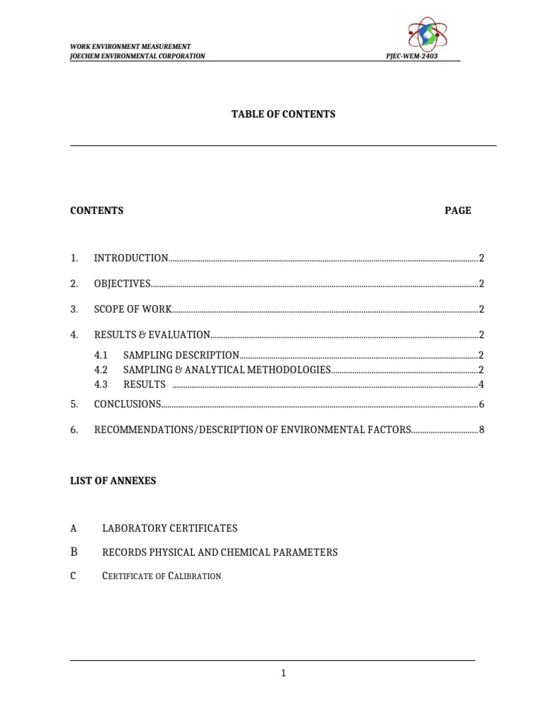 WEM Body of Report Joechem 2024 | PDF