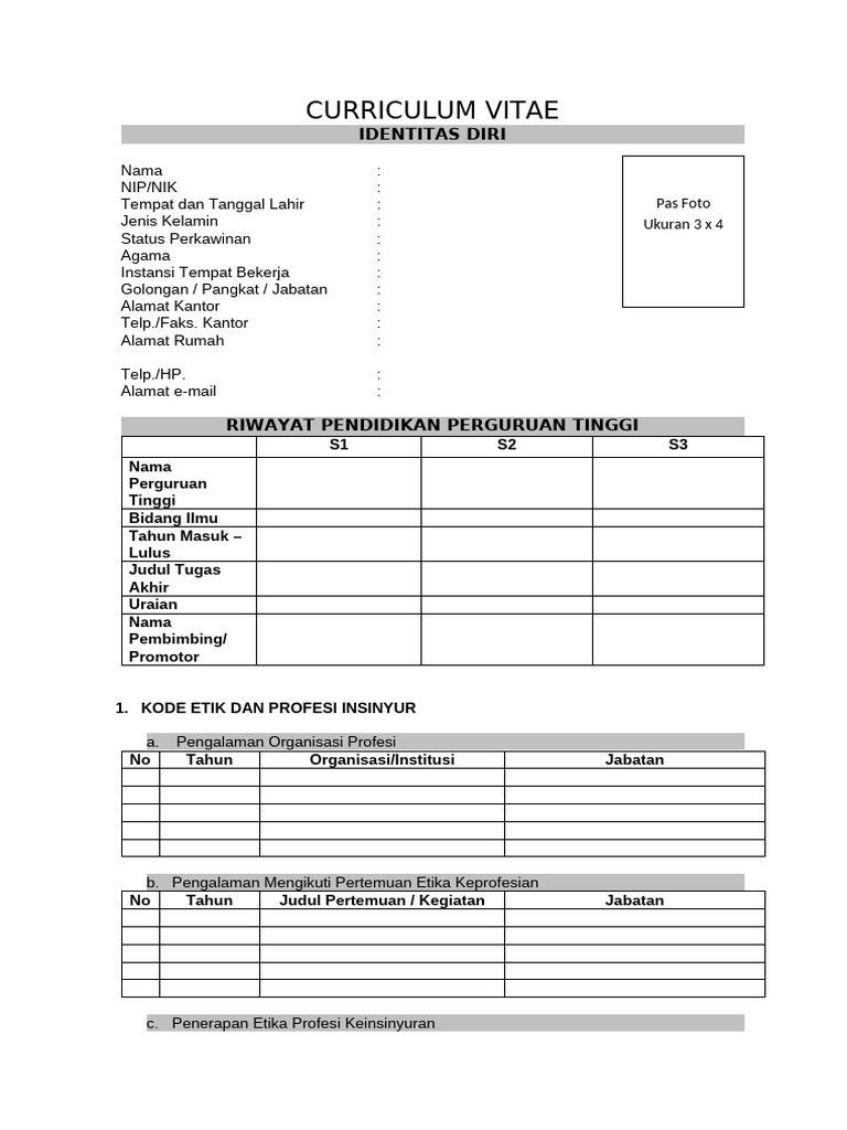 CV Calon Peserta Ppi1 1 | PDF