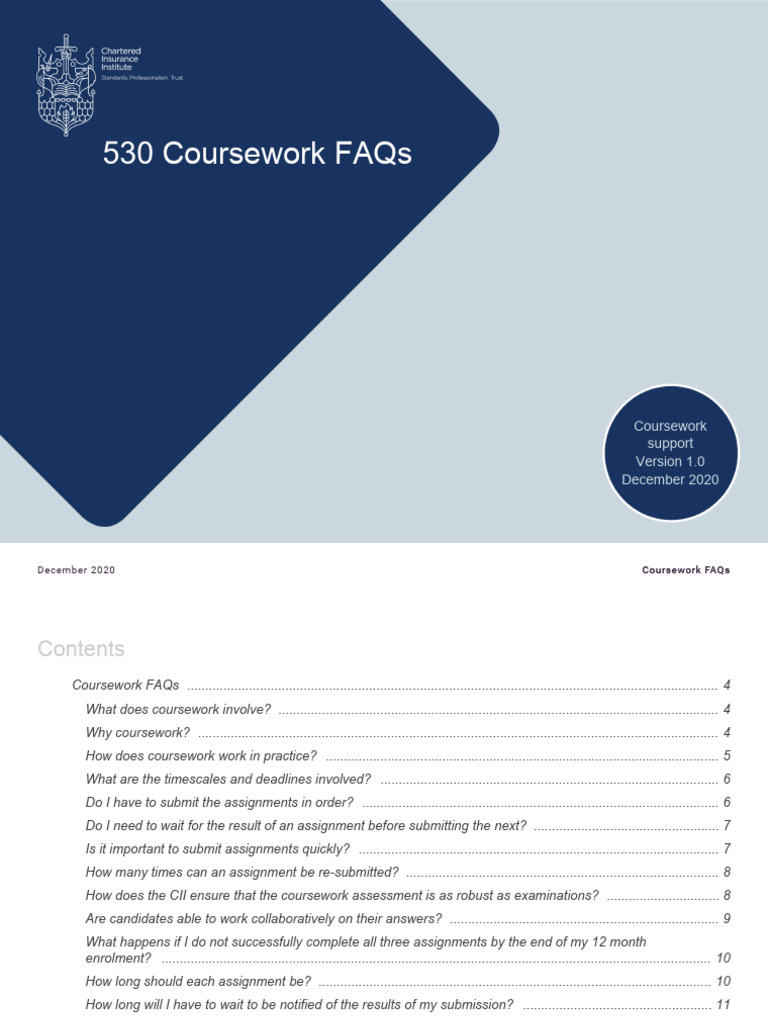 530 Coursework Faqs | PDF
