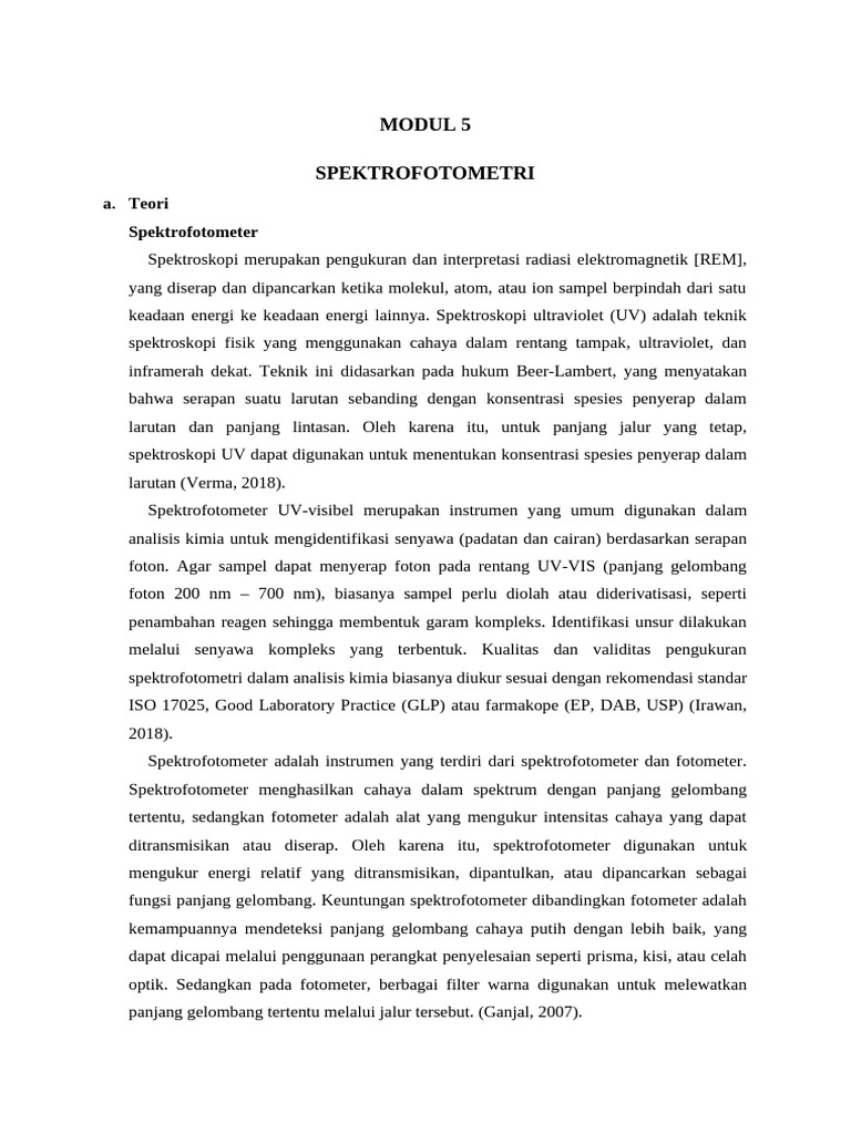 Modul 5 KA - Spektrofotometri | PDF