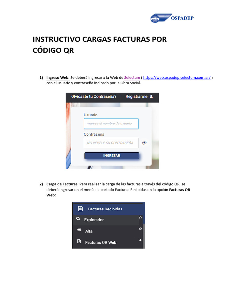Instructivo Cargas Facturas Por Codigo QR | PDF