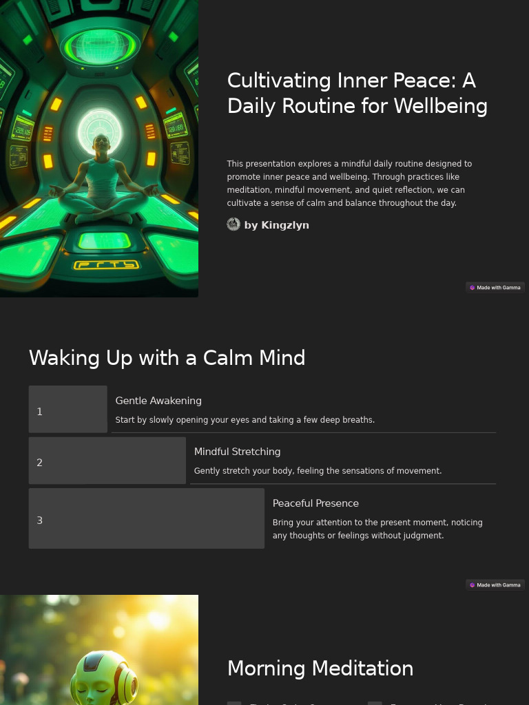 Cultivating Inner Peace A Daily Routine For Wellbeing | PDF