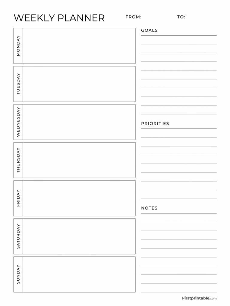 Undated Weekly Planner 01 - Firstprintable - Com | PDF