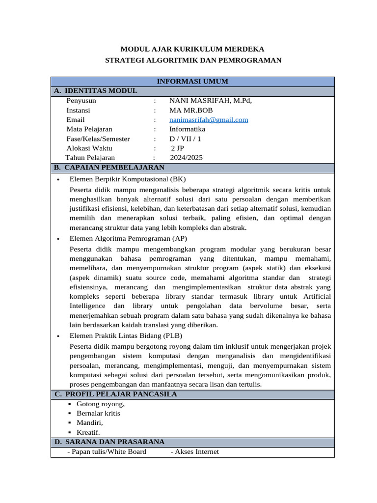 Modul Ajar TIK | PDF