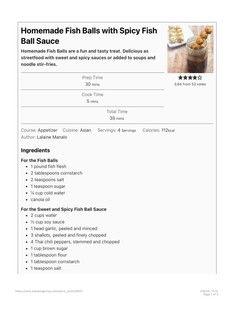 Homemade Fish Balls With Spicy Fish Ball Sauce - Kawaling Pinoy | PDF ...