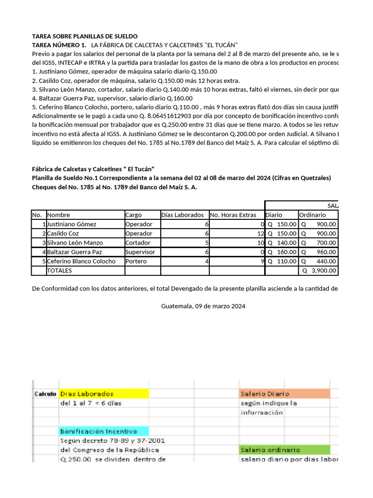 Planilla No.1 | PDF