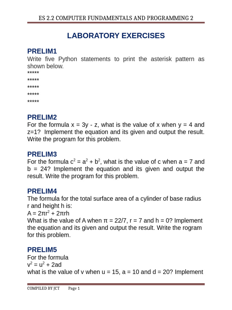 Python Programming Exercises | PDF