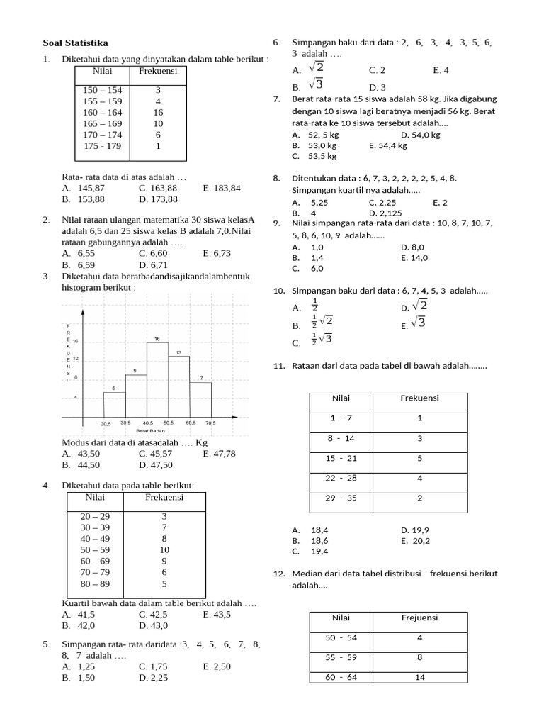 Soal Statistika Latihan Akhir | PDF