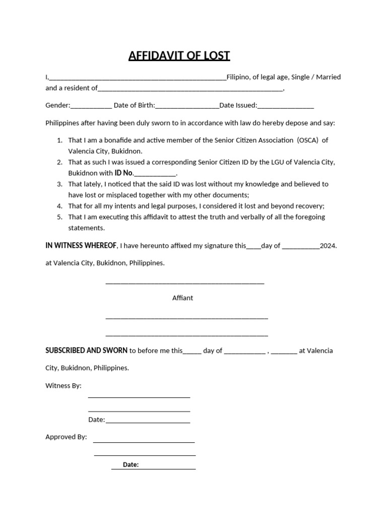 Affidavit of Lost | PDF