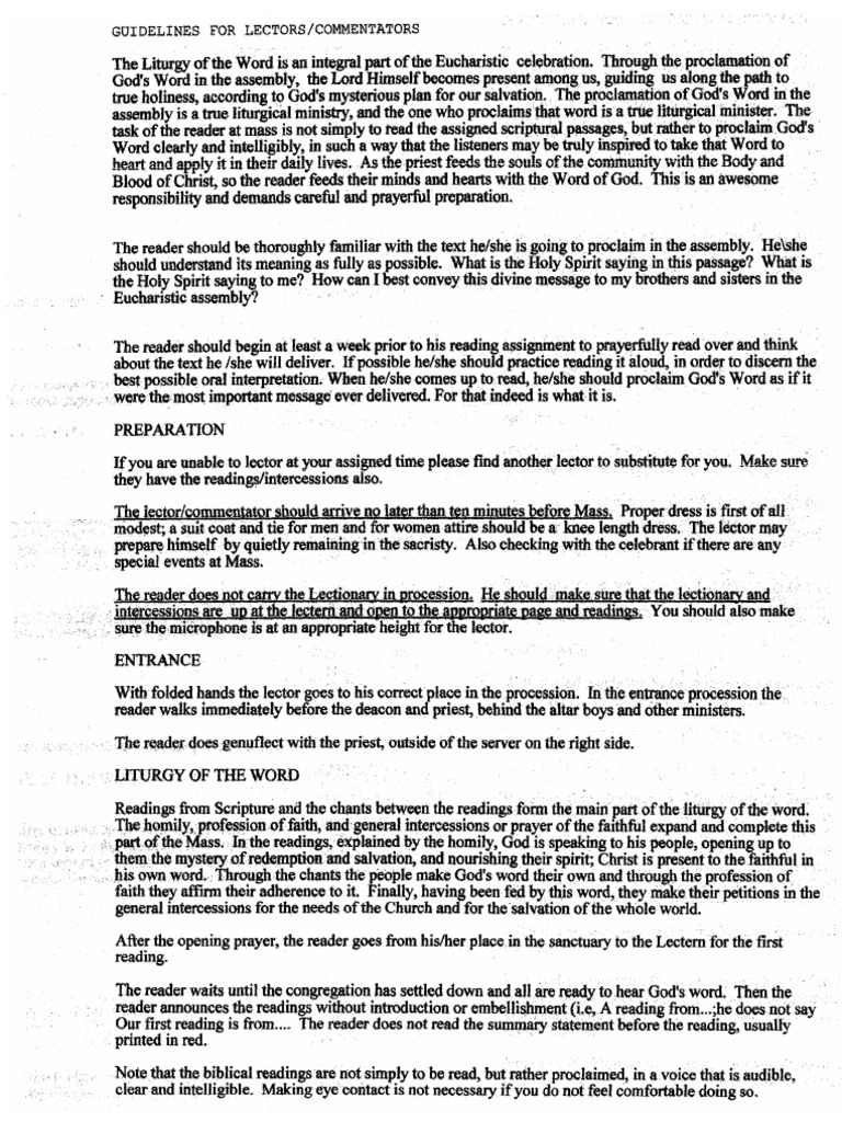 Guidelinesfor Lectors&Commentators | PDF