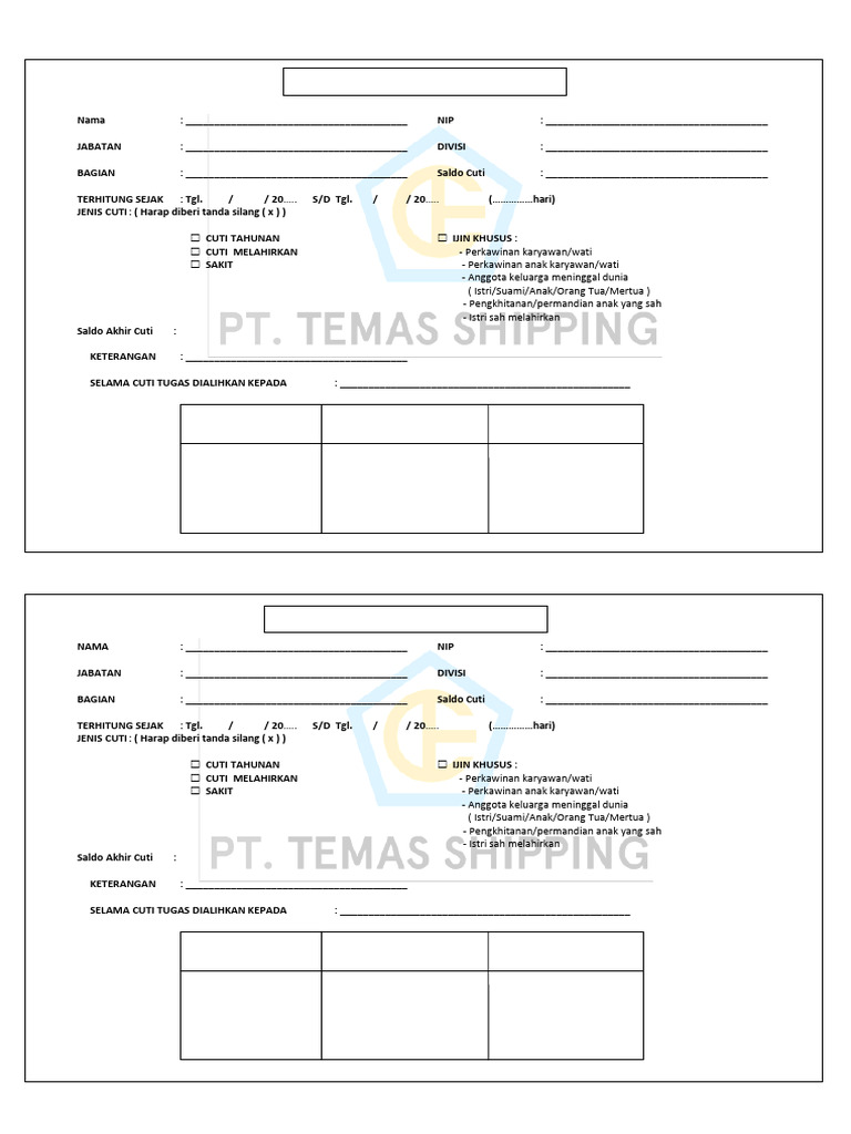 PDF Form Cuti Temas Shipping | PDF