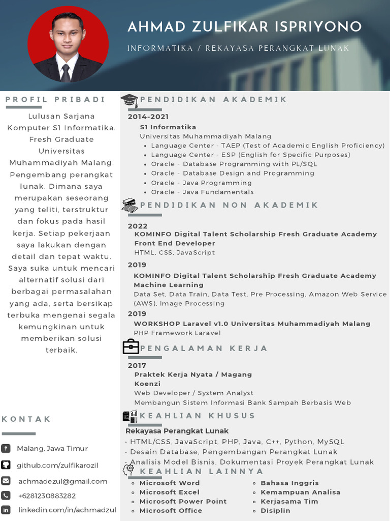 CV Ahmad Zulfikar I | PDF