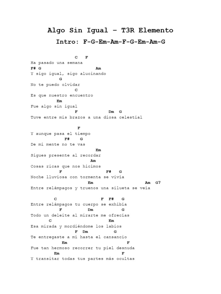 Algo Sin Igual - T3R Elemento (Letras y Acordes) | PDF