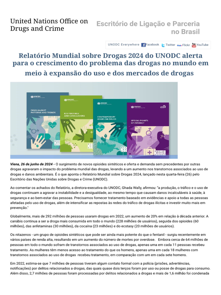 Relatório Mundial Sobre Drogas 2024 Do UNODC Alerta para o Cresc | PDF | Cannabis (droga ...