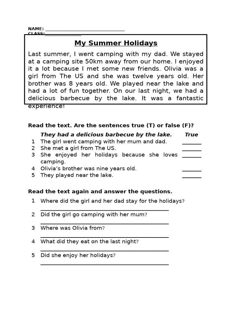 Reading Comprehension Y4 | PDF
