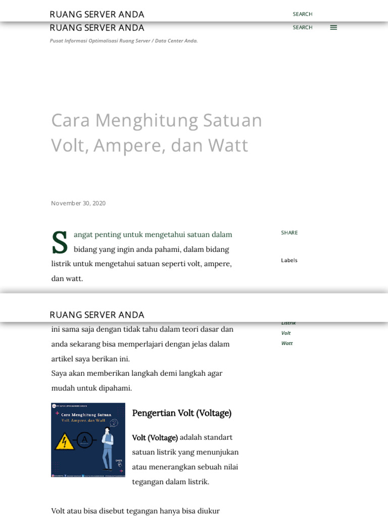 Cara Menghitung Satuan Volt, Ampere, Dan Watt | PDF