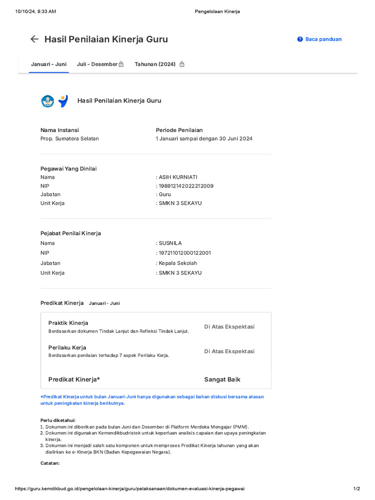 Umpan Balik Hasil PKG (Asih) | PDF