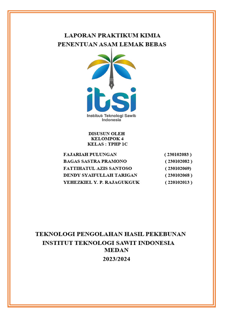 Penentuan Asam Lemak Bebas Kelompok 4 TPHP 1c | PDF