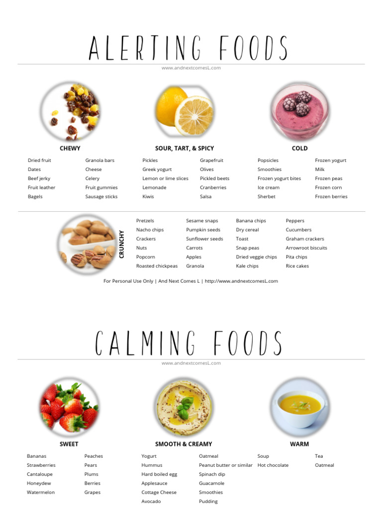 Alerting & Calming Sensory Snacks | PDF