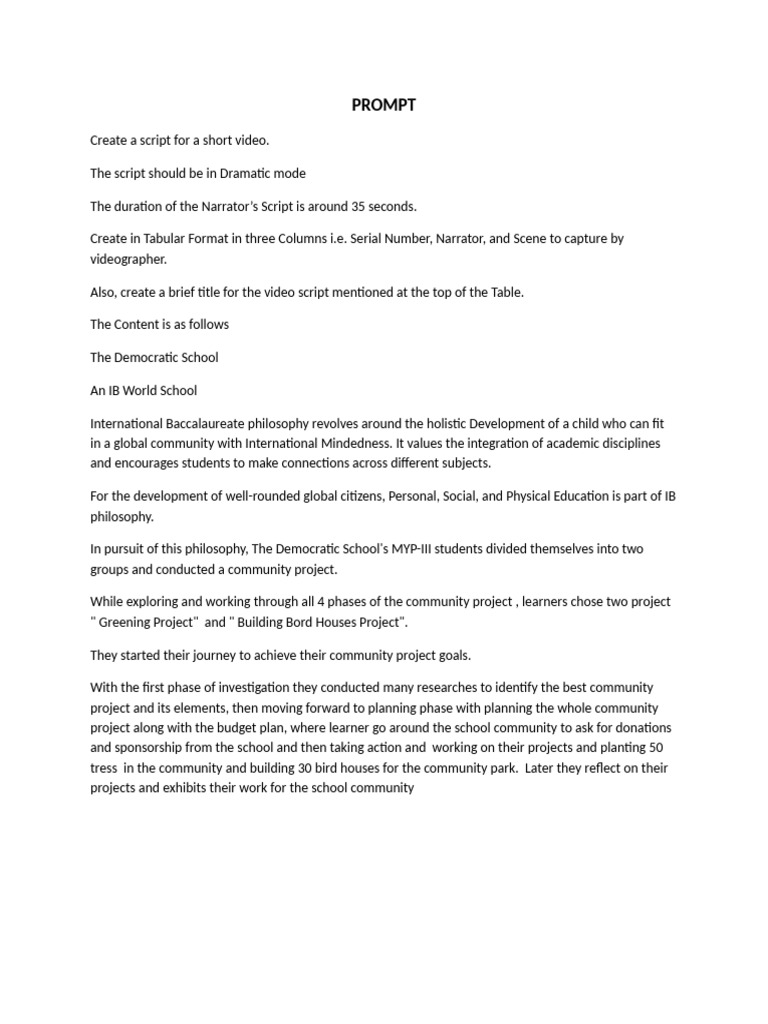 Community Project Script | PDF
