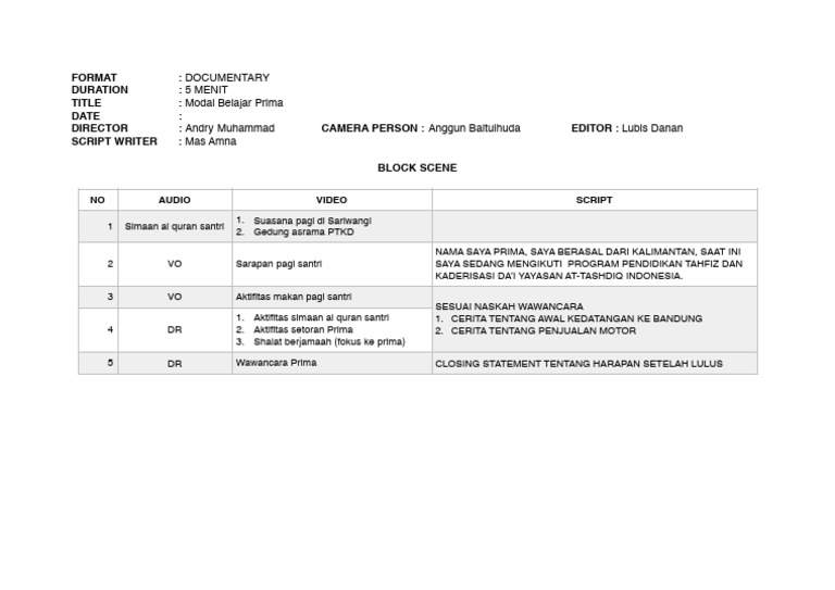 tutorial bahan Block Scene Prima | PDF