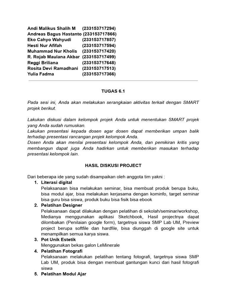 PK 6.1 Hasil Diskusi | PDF