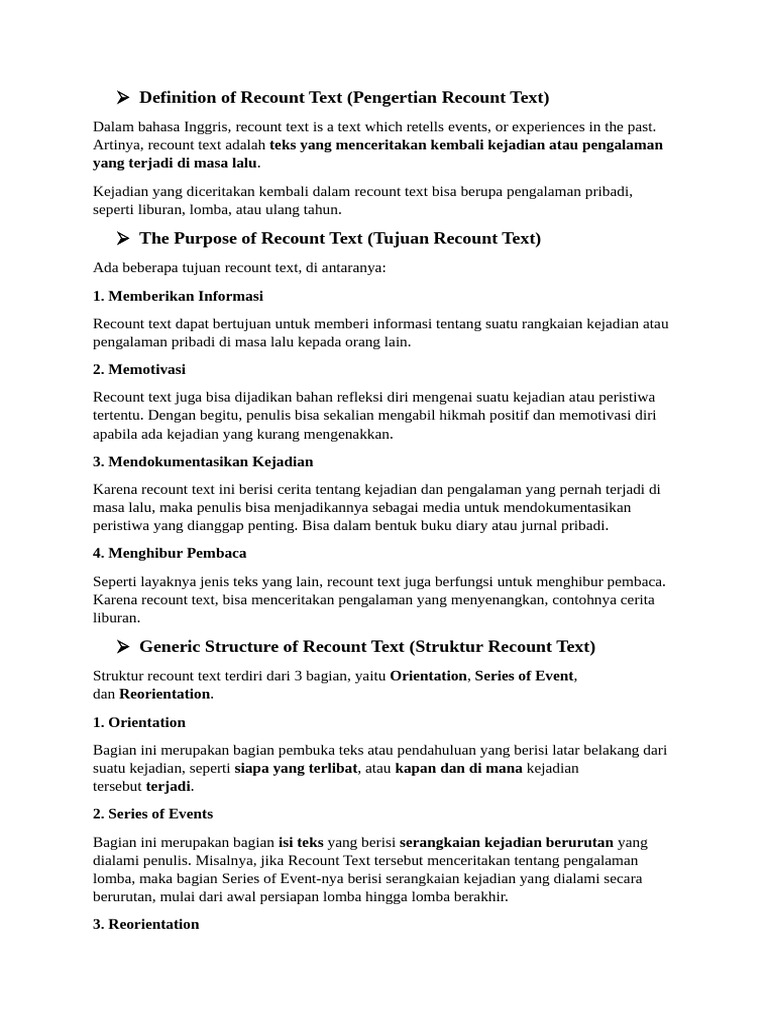 Definition of Recount Text | PDF