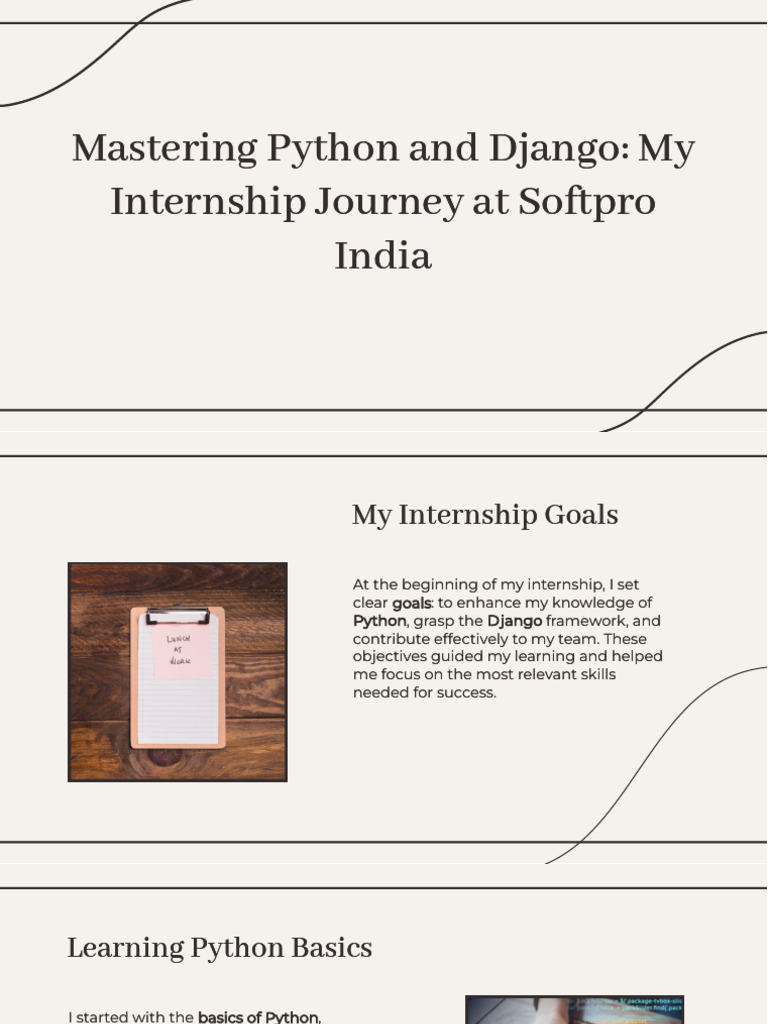 Slidesgo Mastering Python and Django My Internship Journey at Softpro India 20241004133347PKTN | PDF