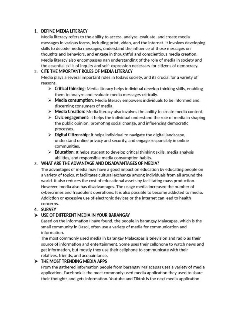 Define Media Literacy | PDF