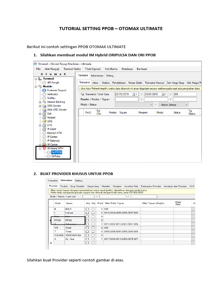 Tutorial Setting Ppob | PDF