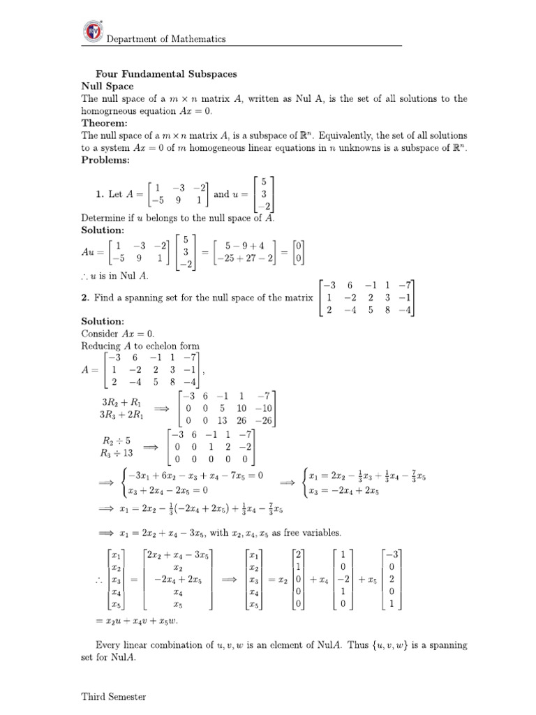 Four Fundamental Subspaces | PDF