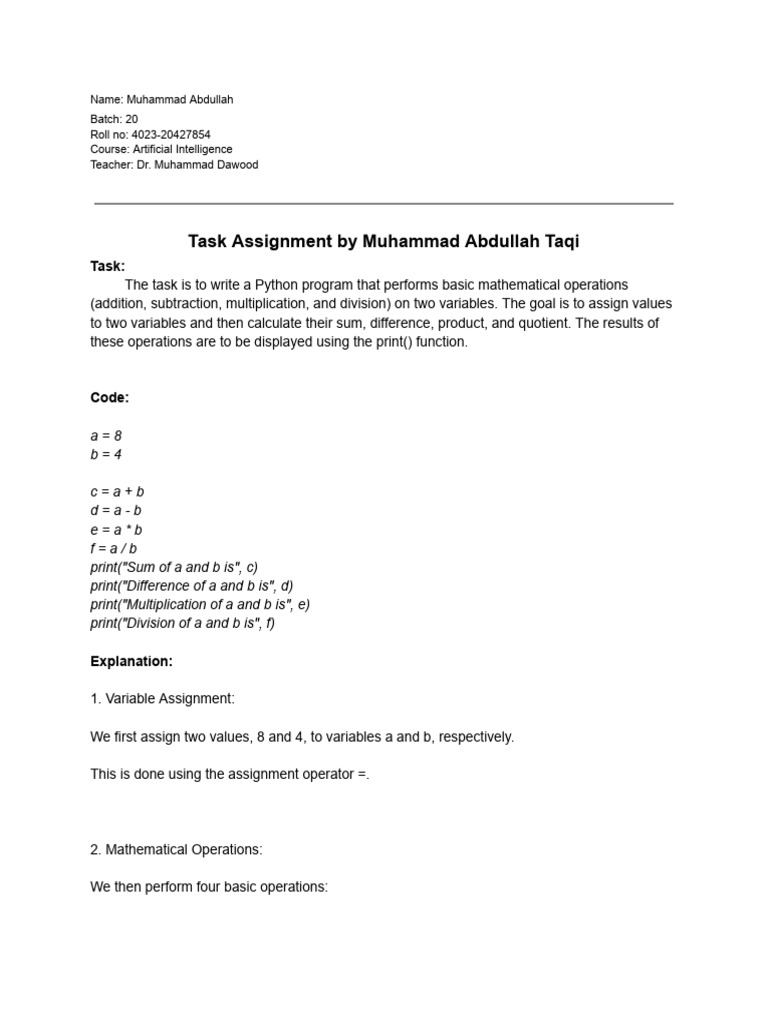 Task Assignment of Module 1 | PDF