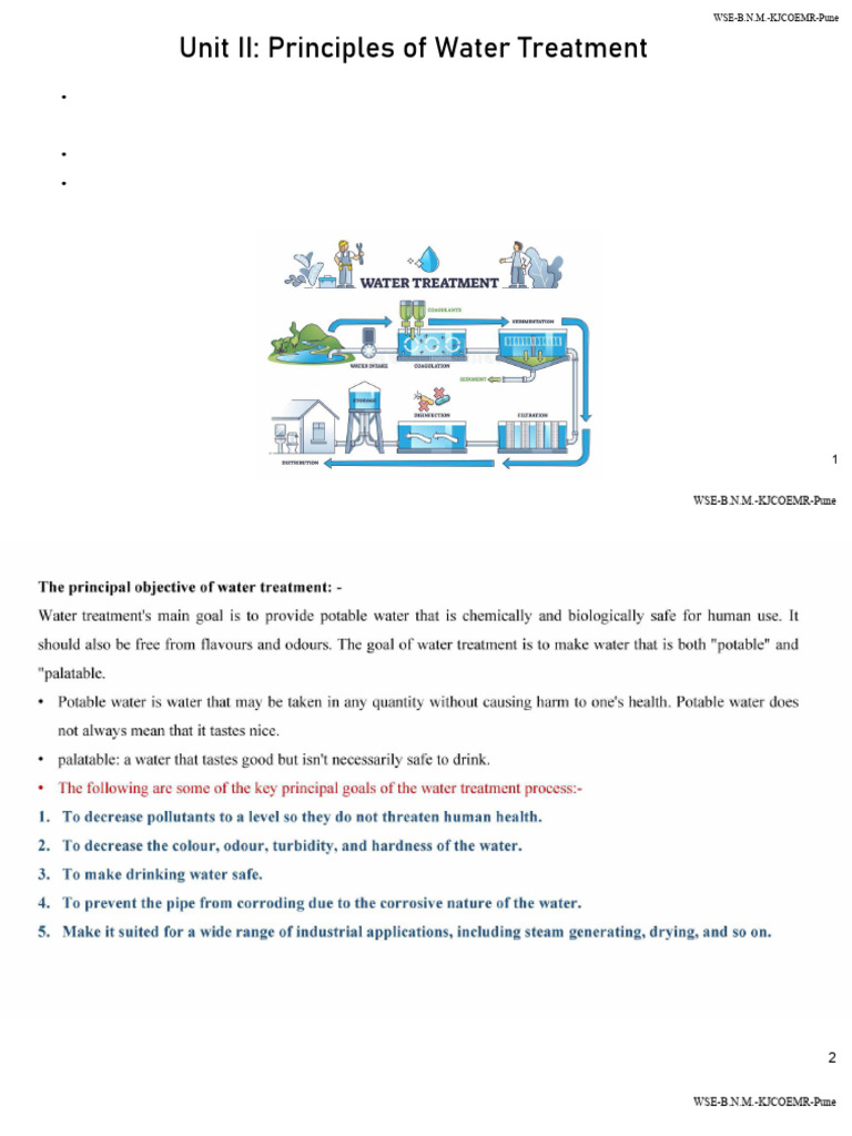 WSE Unit II Principles of Watertreatment | PDF