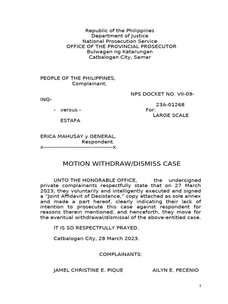 Affidavit of Desistance | PDF