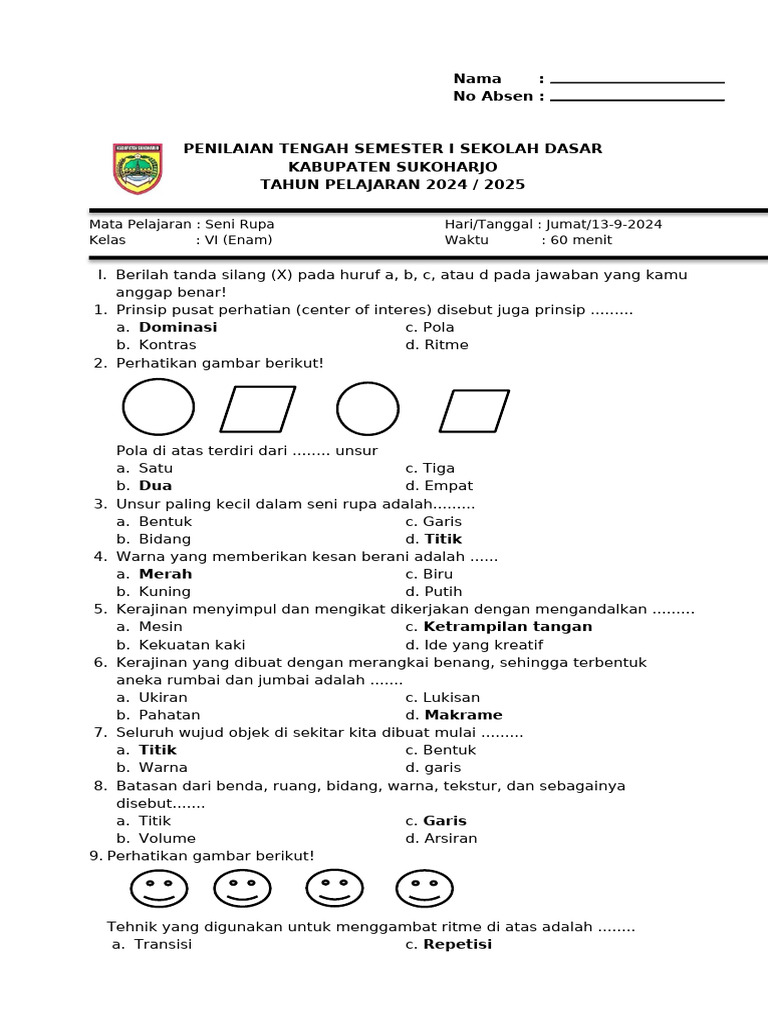 Kisi2 PTS Seni | PDF