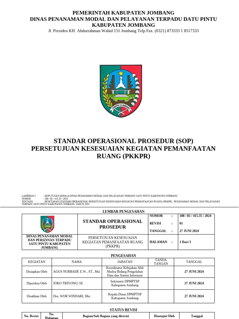 Sop PKKPR - 2023 | PDF