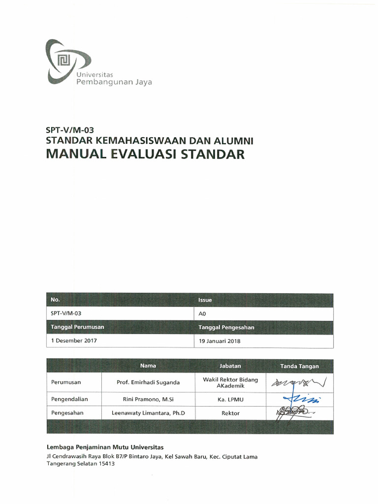 SPT-V-M-03 Manual Evaluasi Standar | PDF
