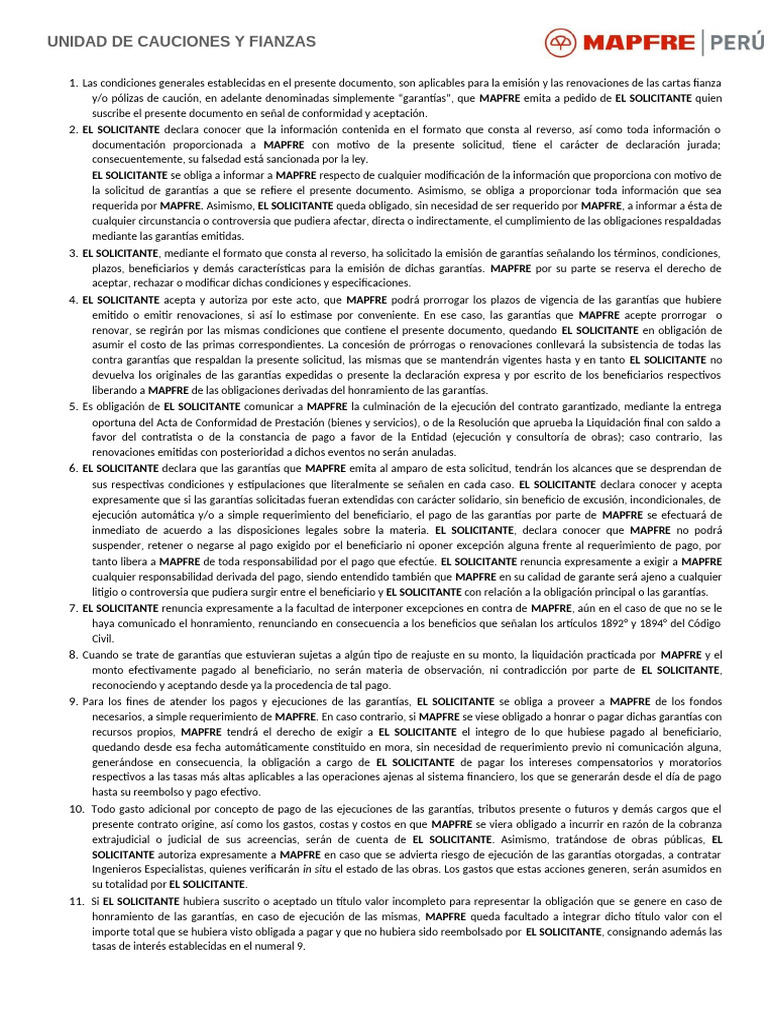 Condiciones Generales | PDF