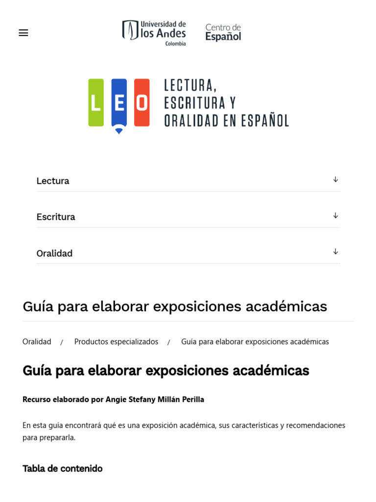 Guía para Elaborar Exposiciones Académicas - LEO Uniandes | PDF