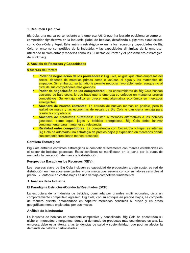 Analisis de Big Cola | PDF