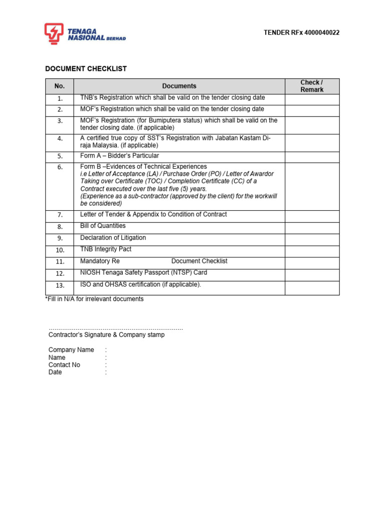8. Document Checklist | PDF