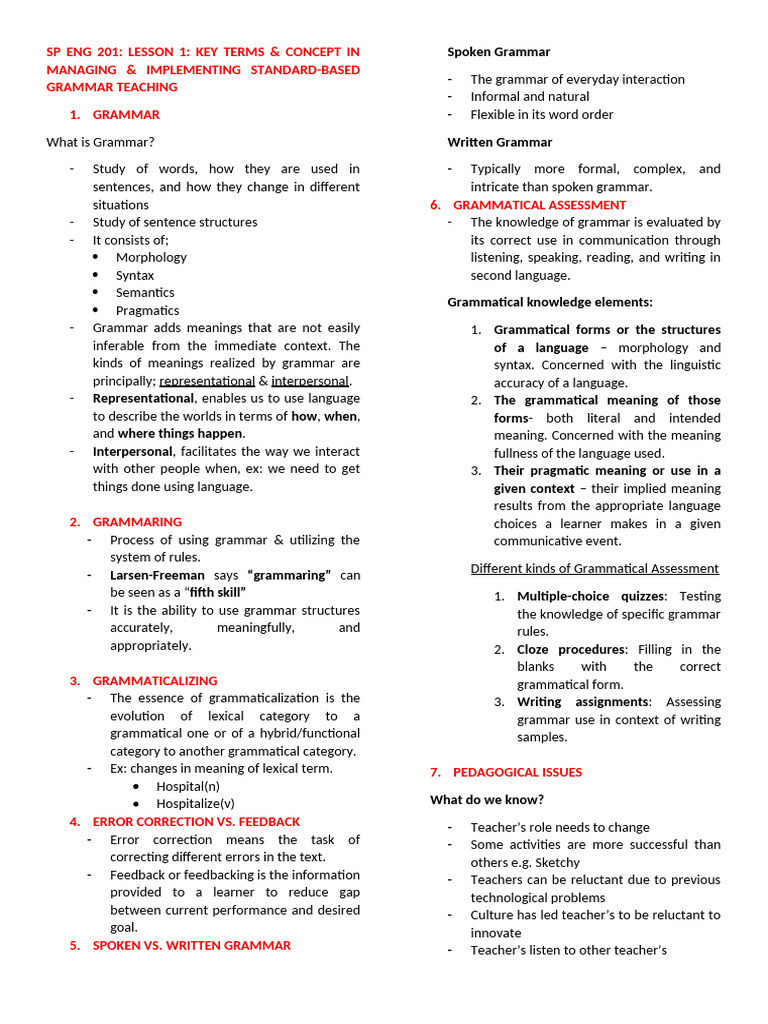 SP ENG 201 Handout | PDF