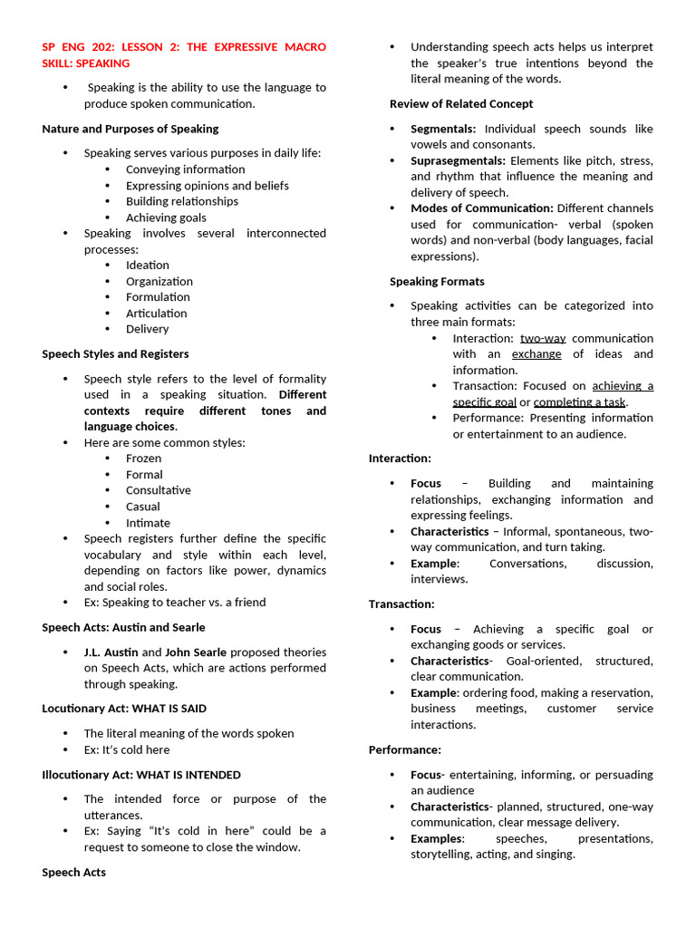SP ENG 202 Lesson 2 | PDF