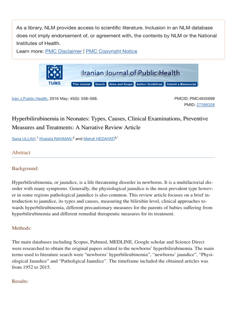 Hyperbilirubinemia in Neonates: Types, Causes, CL | PDF