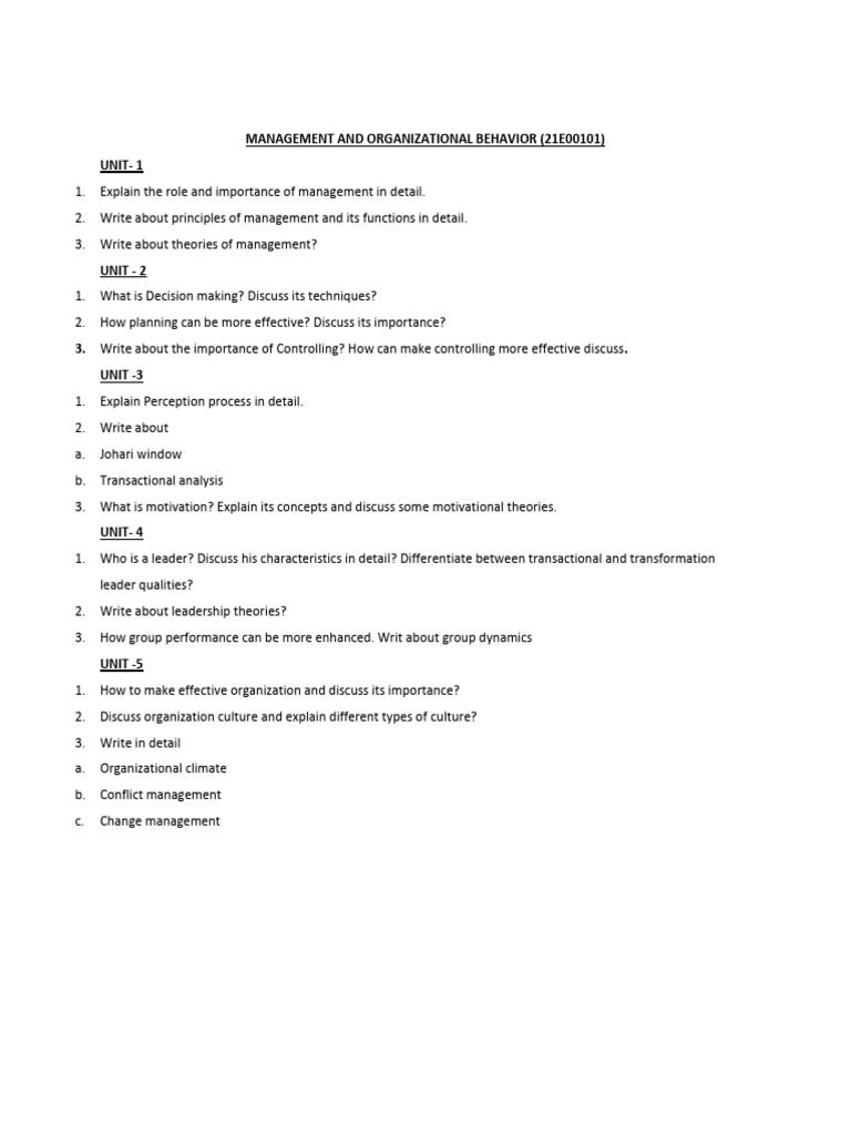 Mba 1st Sem ALL SUBJECTS IMPORTANT QUESTIONS R21 | PDF