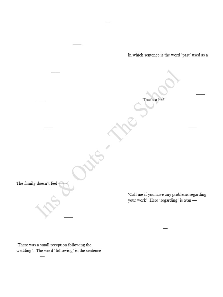 Preposition Answer Sheet (Ins & Outs - The School) | PDF Preposition Answer Sheet (Ins & Outs - The School) | PDF