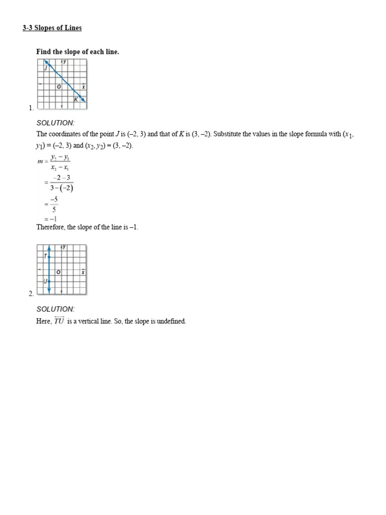 3 3 Slopes of Lines | PDF