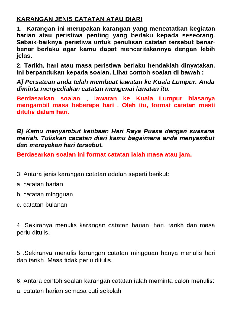 Karangan Jenis Catatan Atau Diari | PDF
