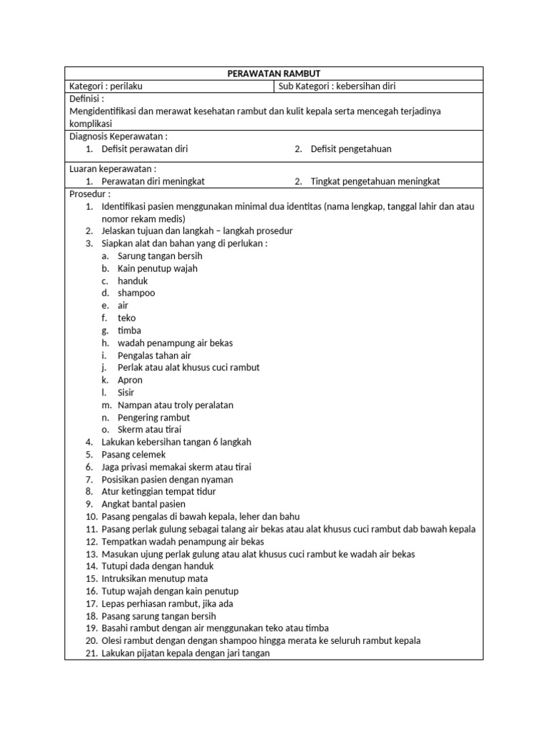 Sop Perawatan Rambut | PDF