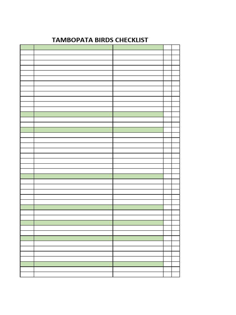 TAMBOPATA CHECK LIST | PDF